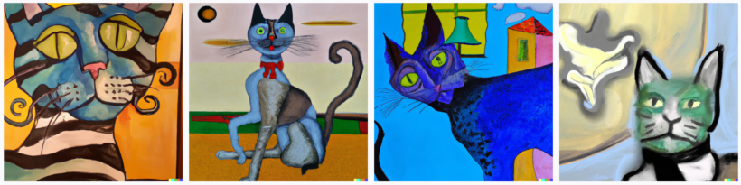 Cat in the style of Picasso Van Gogh Dali
